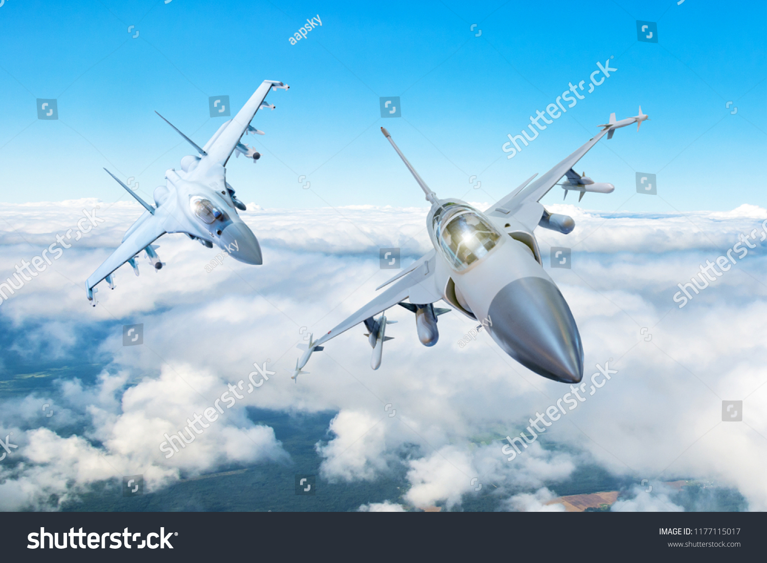 stock-photo-pair-of-combat-fighter-jet-on-a-military-mission-with ...